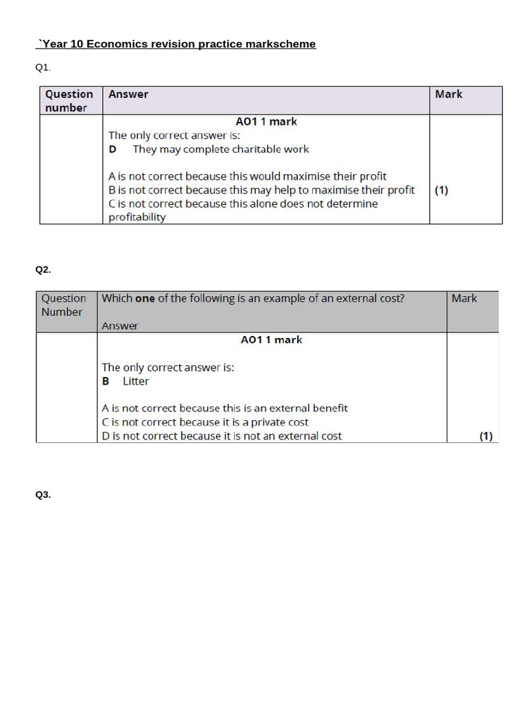 Year 10 End of Year Exam Revision Practise MS | PDF