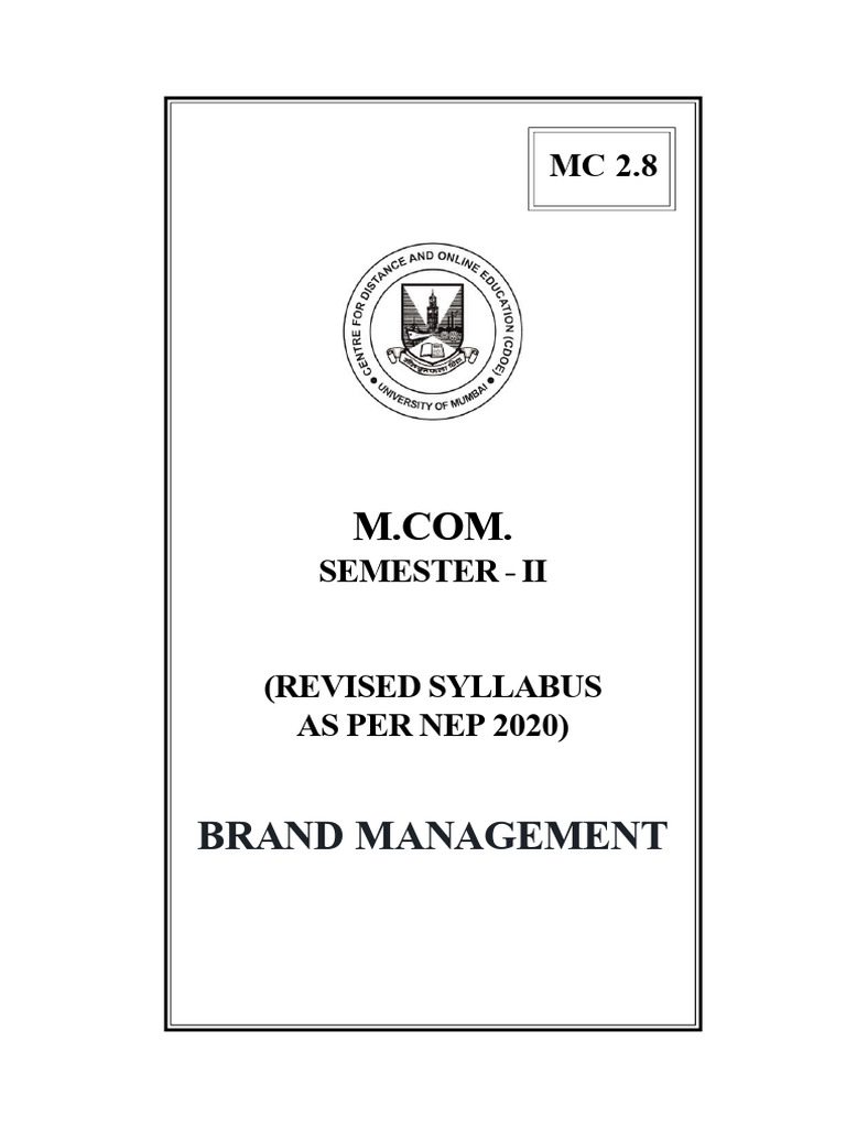 Mcom Nep Sem II Brand Management | PDF | Brand | Marketing