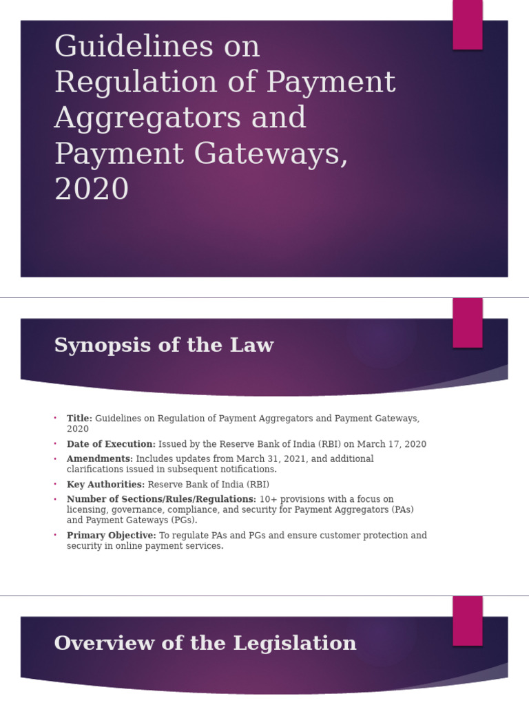 Guidelines on Regulation of Payment Aggregators and Payment | PDF | Reserve Bank Of India ...