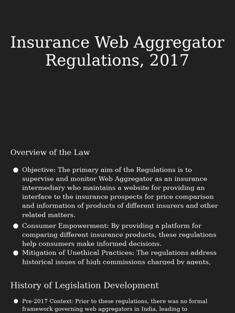 Insurance Web Aggregator Regulations, 2017 | PDF | Insurance | Business Law