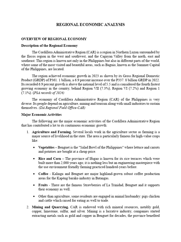 Cordillera Region Economic Overview 2023 | PDF | Agriculture ...