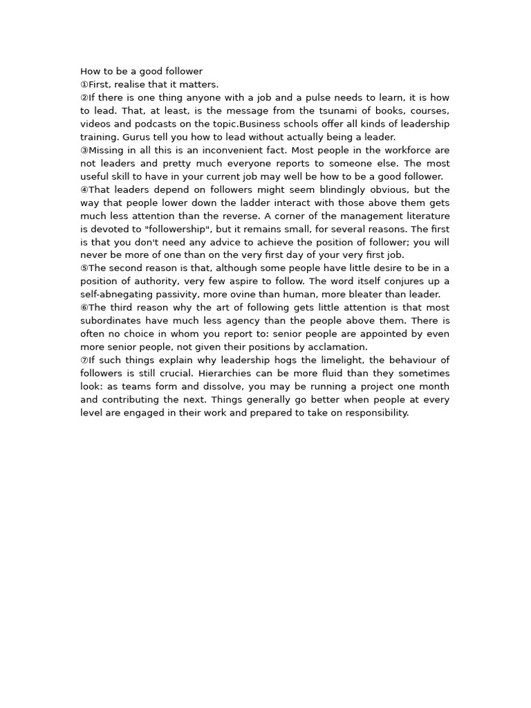 How To Be A Good Follower | PDF