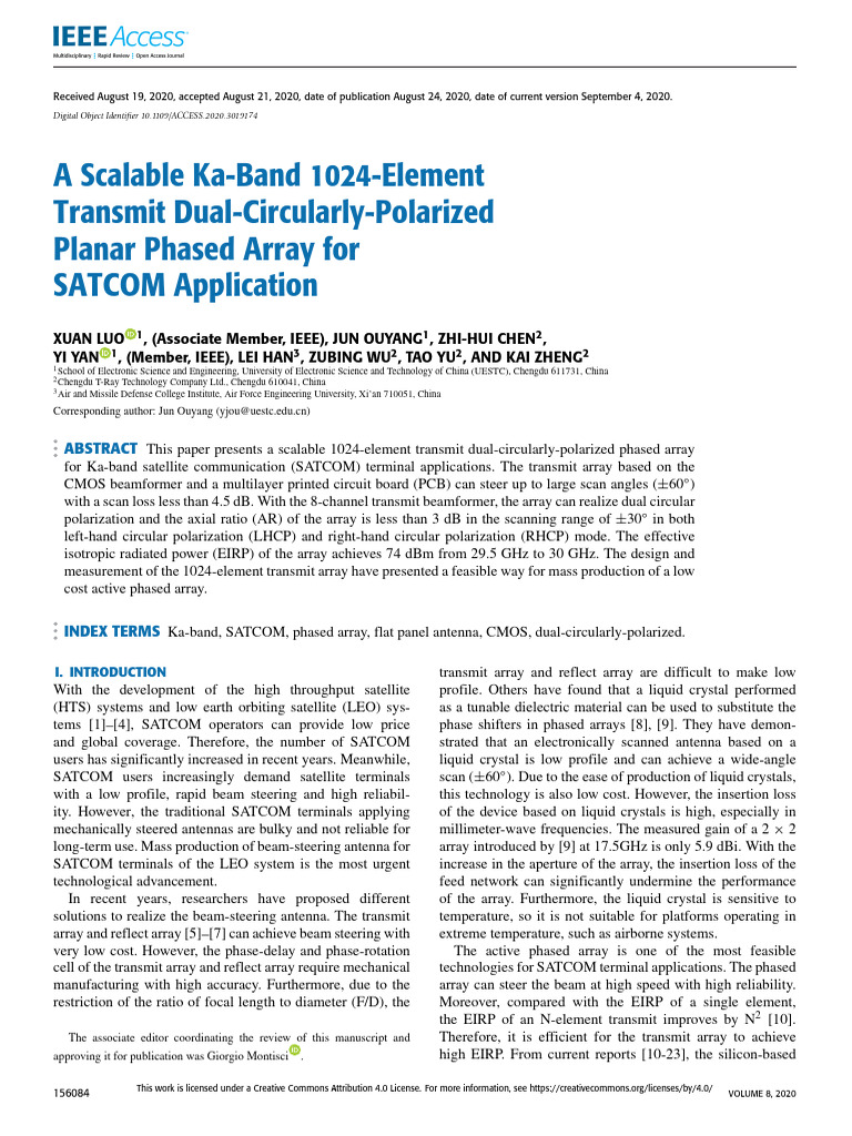 A Scalable Ka-Band 1024-Element Transmit Dual-Circularly-Polarized Planar Phased Array For ...