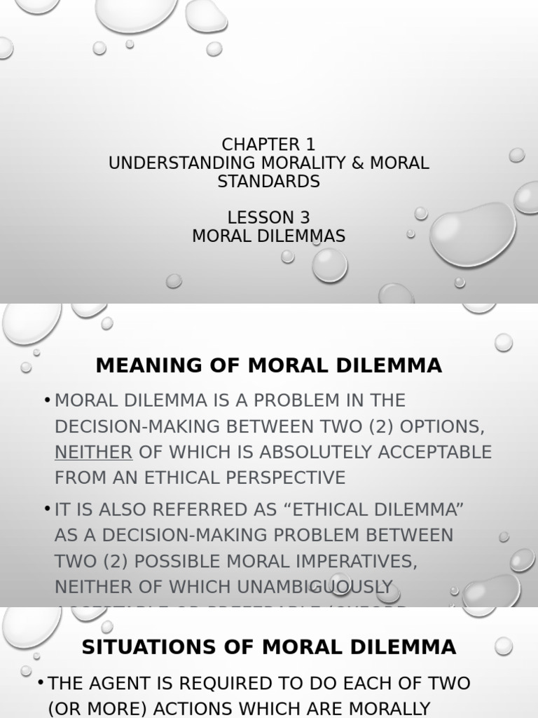Chapter 1 Lesson 3 Moral Dilemmas | PDF