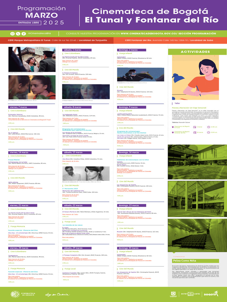 Programacion Cine Tunal Fontanar Marzo | PDF