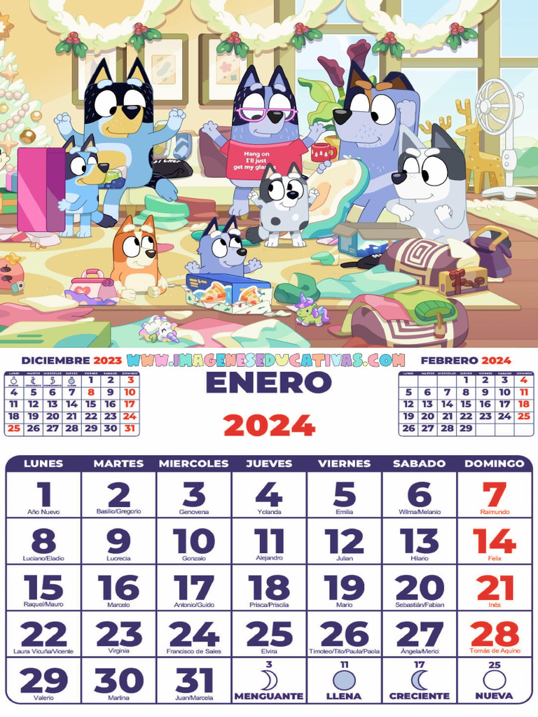 CALENDARIO-2024-FAMILIA-BLUEY-FASES-LUNARES | PDF