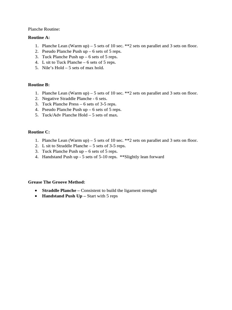 Planche Routine | PDF
