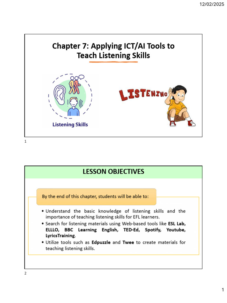 Chapter 07 - Applying ICT-AI Tools To Teach Listening Skills | PDF ...