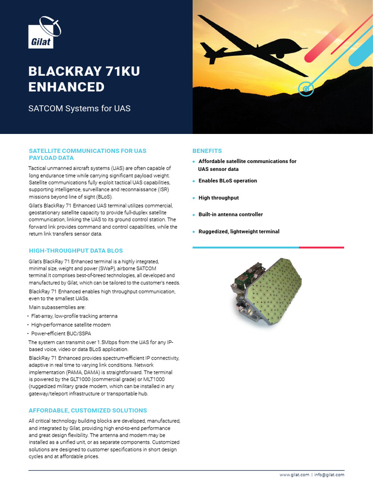 Gilat Product Sheet BlackRay 71 Enhanced | PDF | Unmanned Aerial Vehicle | Information And ...