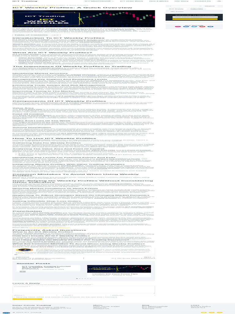 ICT Weekly Profiles: A Quick Overview ICT Trading | PDF | Market Trend ...