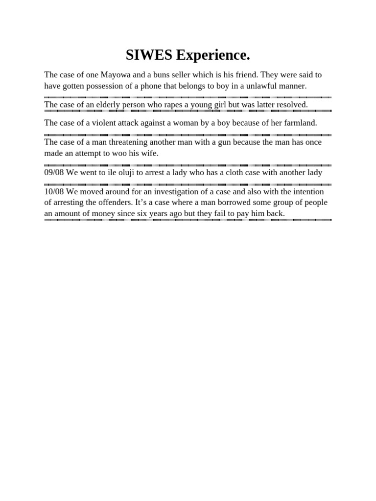 SIWES Experience | PDF