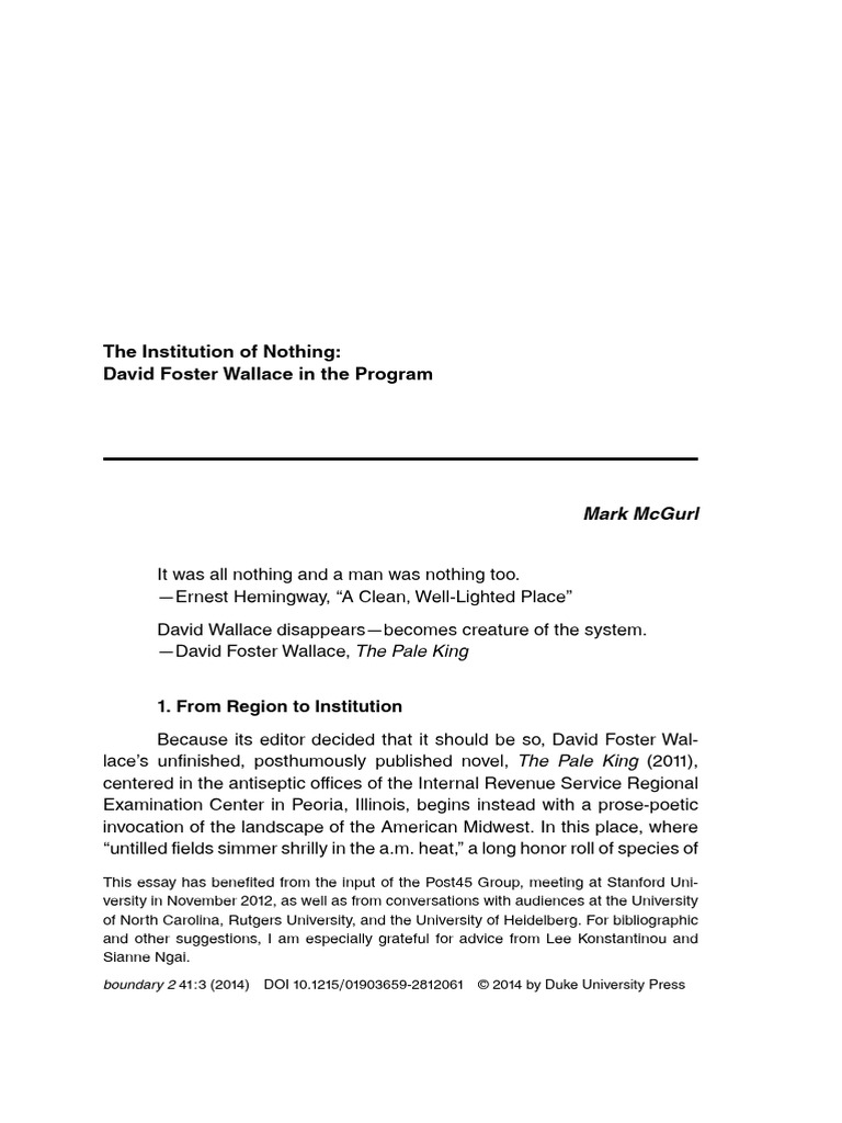 The Institution of Nothing in Wallace's Work | PDF | Infinity | Fractal