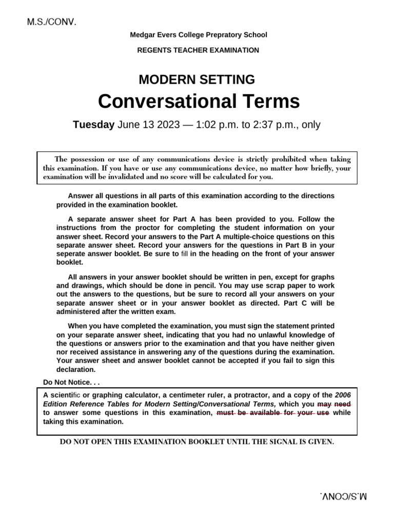 Regents Exam: Conversational Terms | PDF