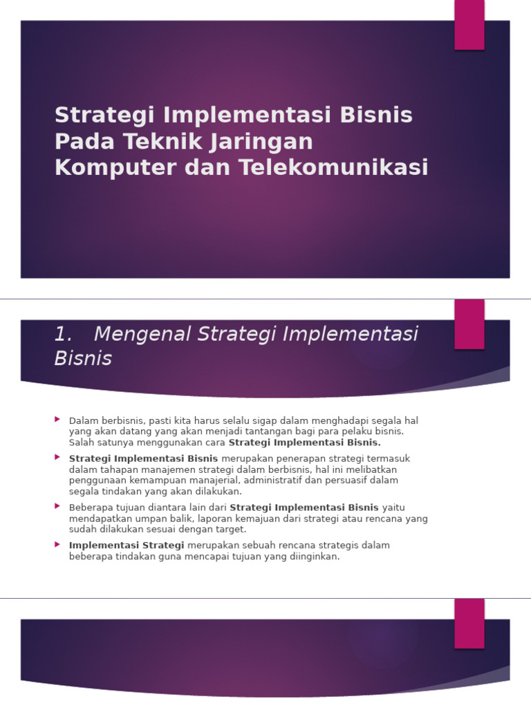 Strategi Implementasi Bisnis Pada Teknik Jaringan Komputer Dan | PDF