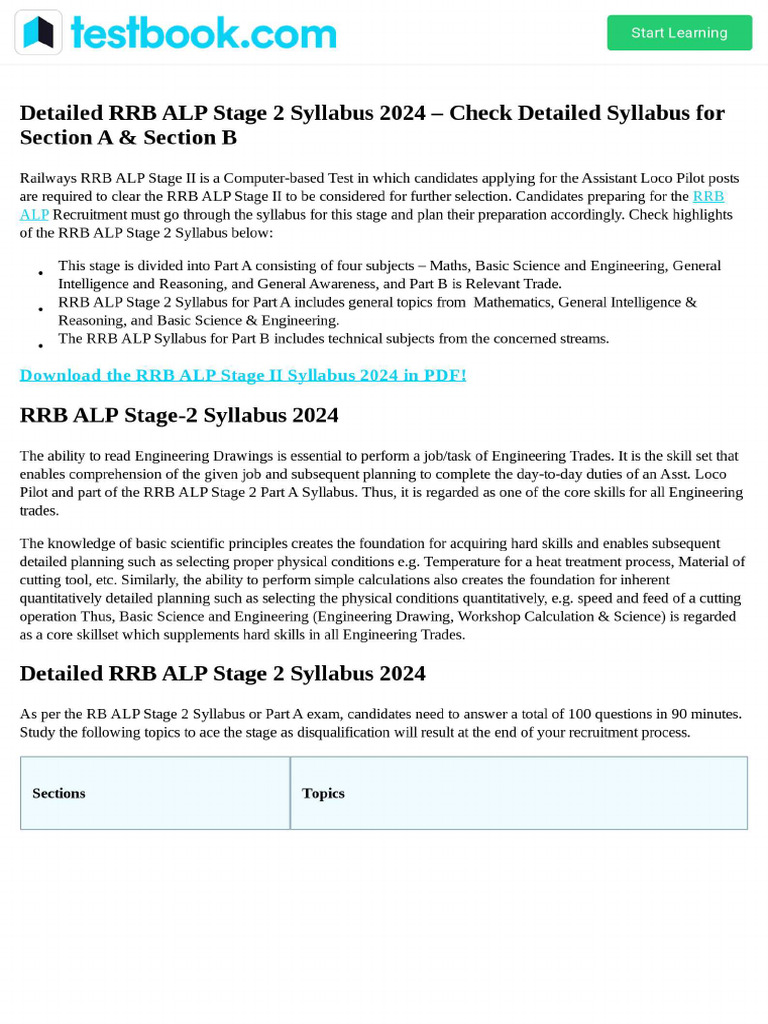 Detailed RRB ALP Stage 2 Syllabus 2024 - Check Detailed Syllabus For ...