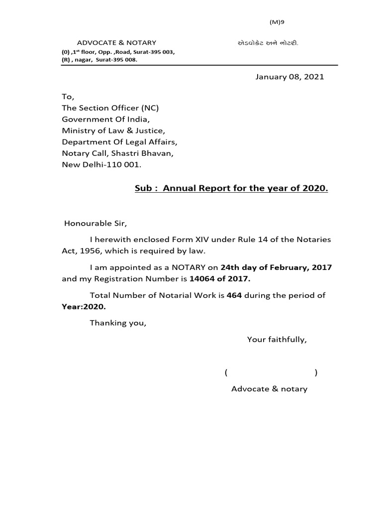 Draft Notary Annual Report | PDF | Affidavit | Civil Law (Common Law)
