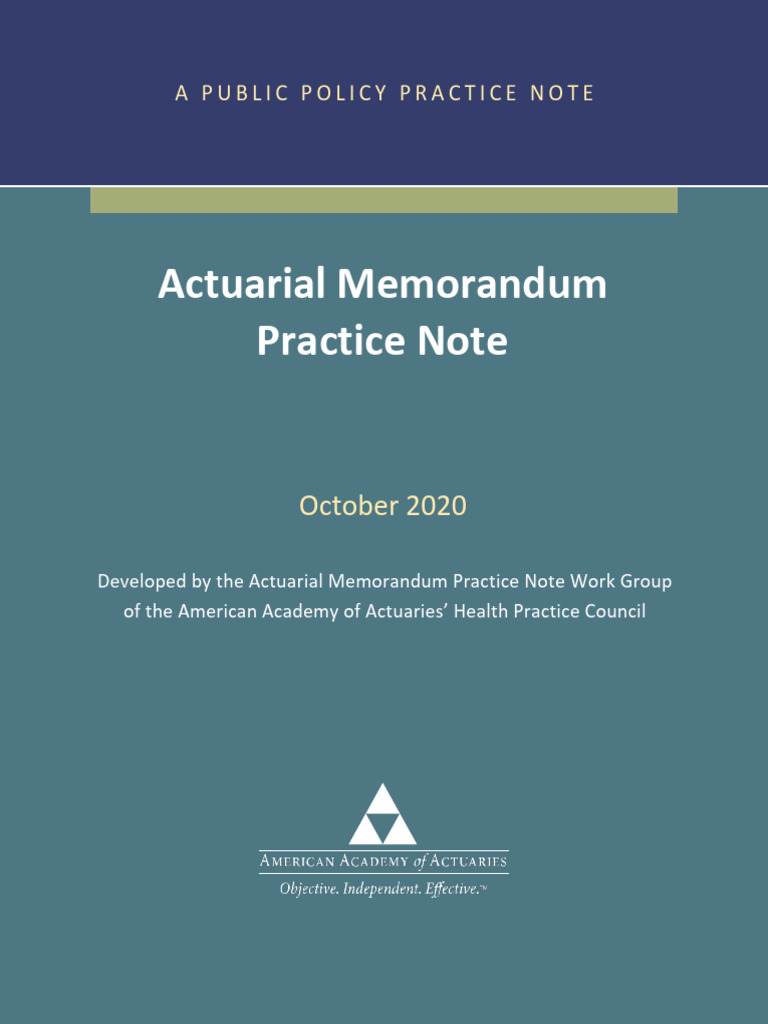 Academy Actuarial Memorandum Practice Note | PDF | Actuary | Insurance