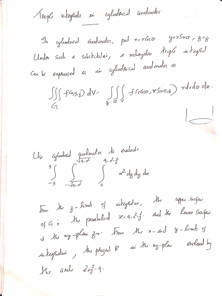 Triple Integral in Cylindrical Coordinates | PDF