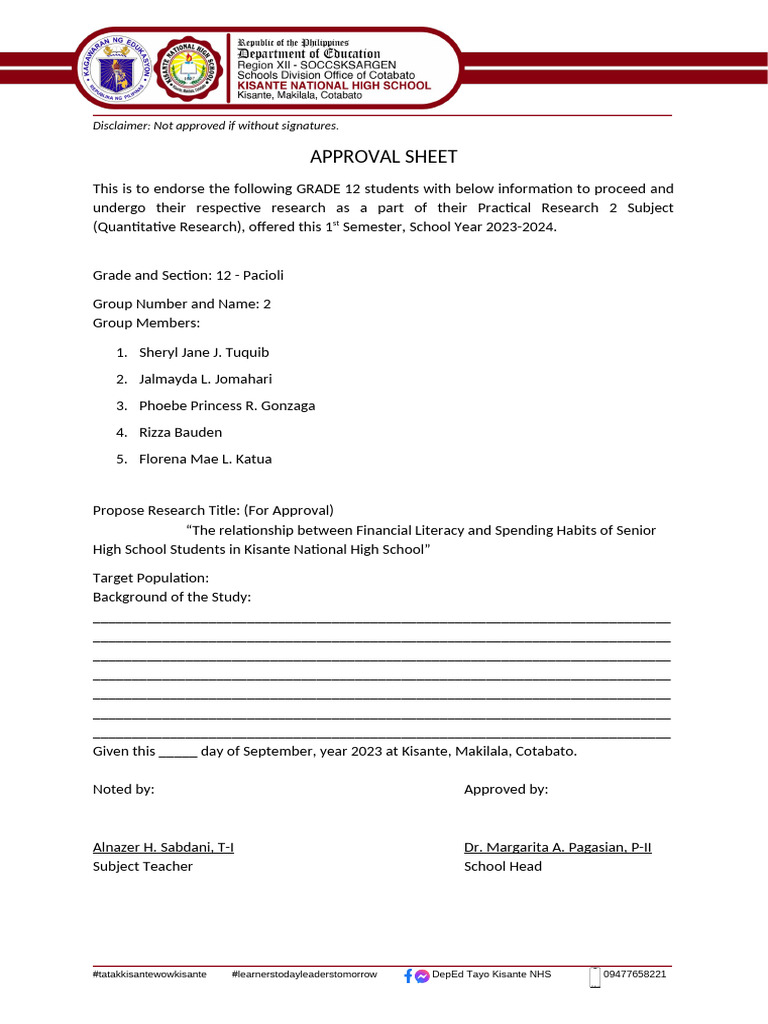 Research TITLE Approval SAMPLE | PDF