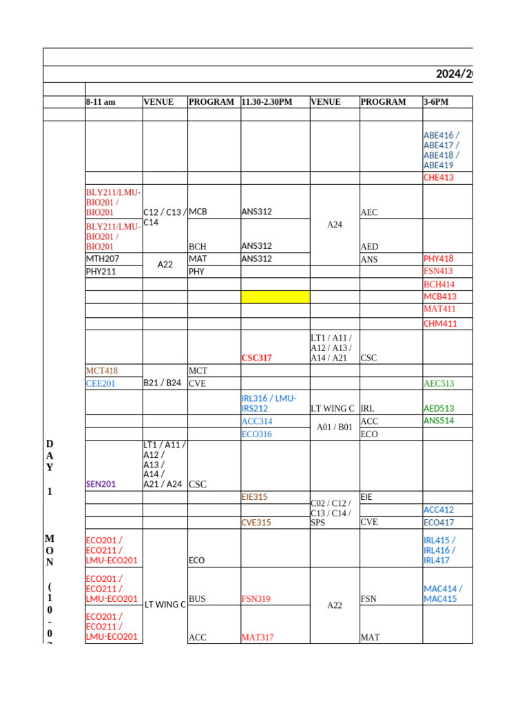 Revised Exam Timetable - Alpha 2024-2025 | PDF