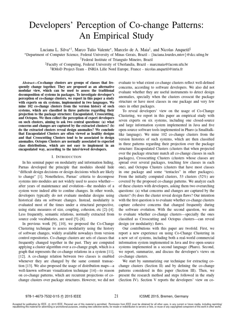 Developers Perception On Co-Change Patterns 2 | PDF | Cluster Analysis | Computing