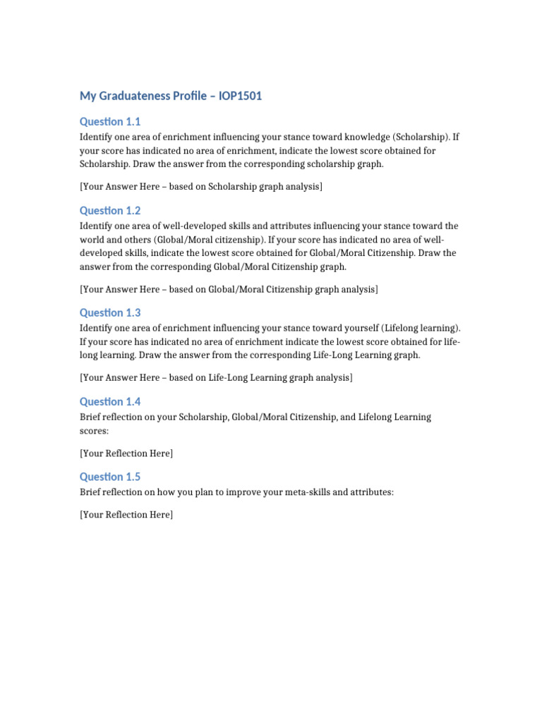 My Graduateness Profile IOP1501 | PDF