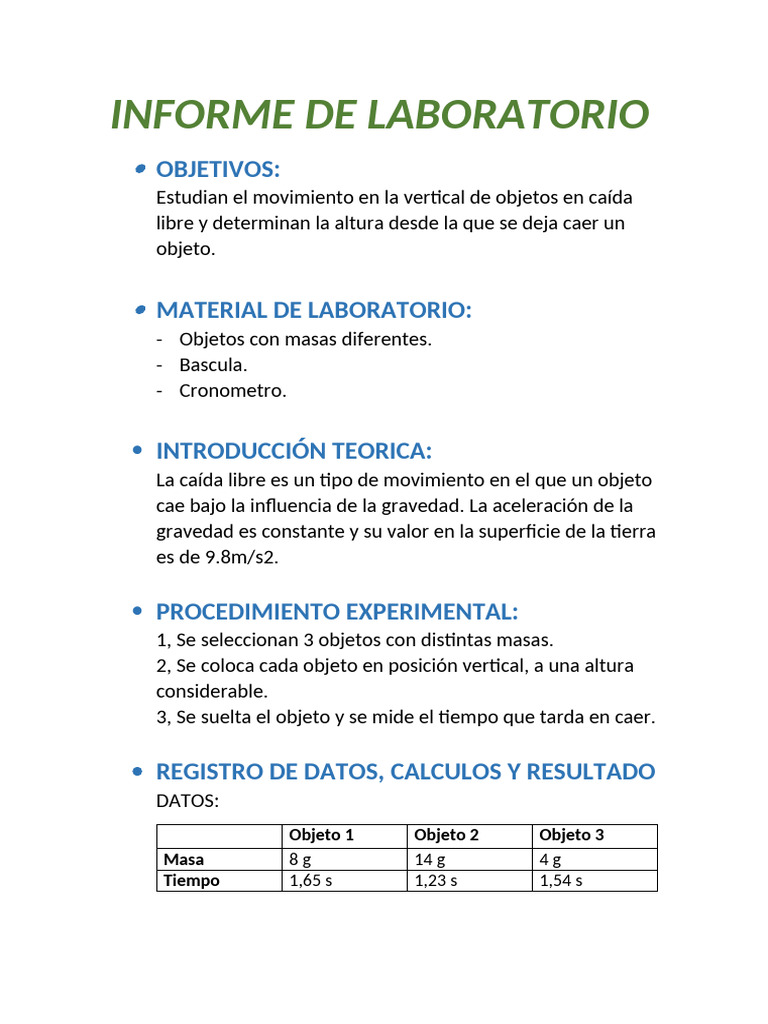 Informe de Laboratorio | PDF