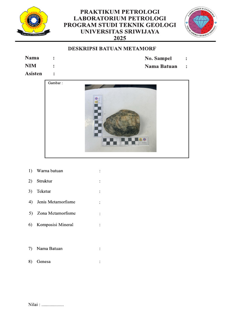 Format Deskripsi Petrologi Batuan Metamorf 01 | PDF