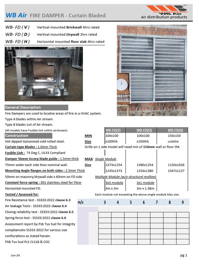 Fire Damper-Catalog JUN2024 | PDF | Duct (Flow) | Building Engineering