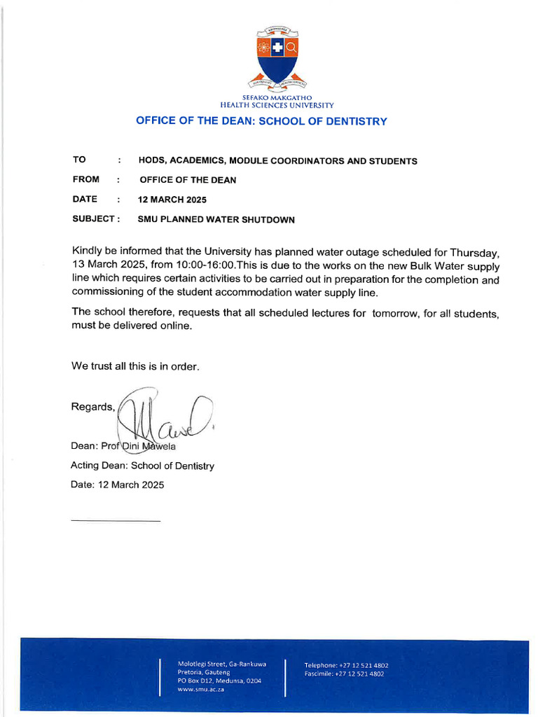 Memo_Planned water outage | PDF