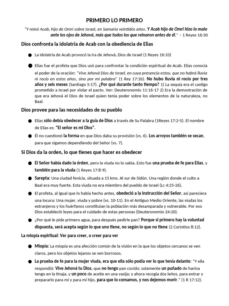 Primero Lo Primero | PDF | Elijah | Libros de reyes