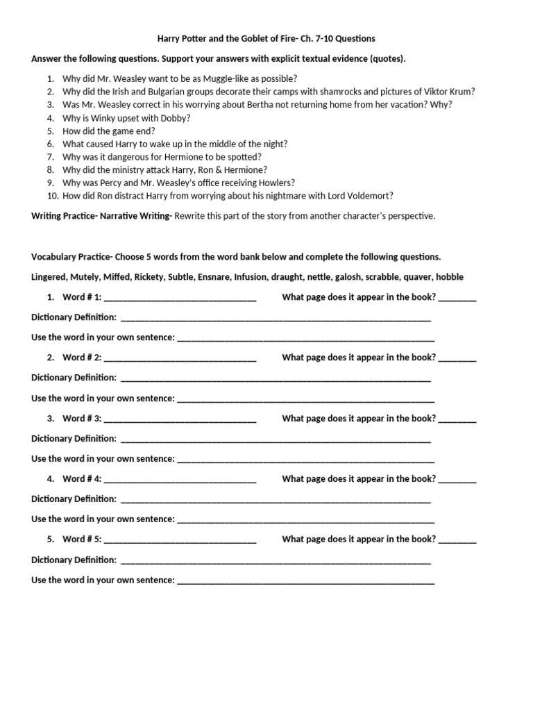 Harry Potter - Goblet of Fire - Ch. 7-10 | PDF | Contemporary Fantasy ...