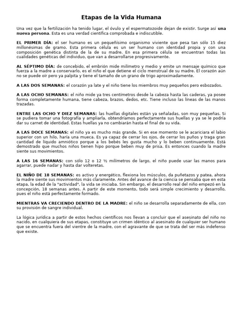 Etapas de la Vida Humana | PDF | Biología