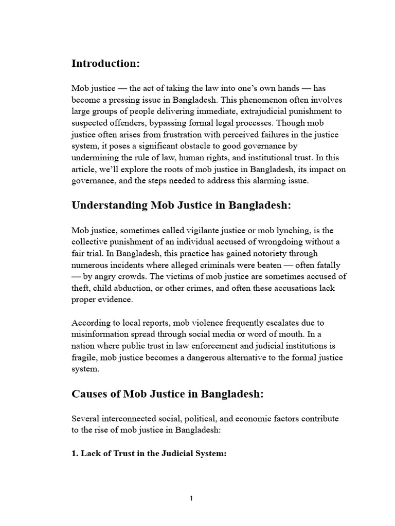 Mob Justice: Challenges in Bangladesh | PDF | Crimes | Crime & Violence