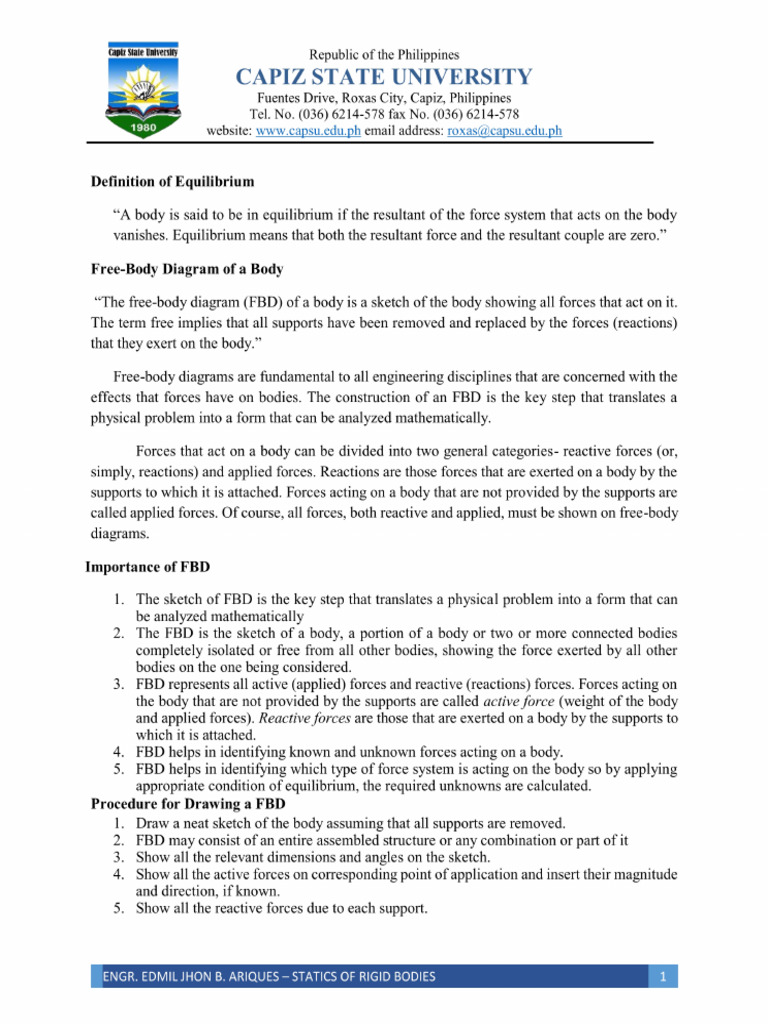 Scanned Module 2 Equilibrium of Force Systems With Applications | PDF