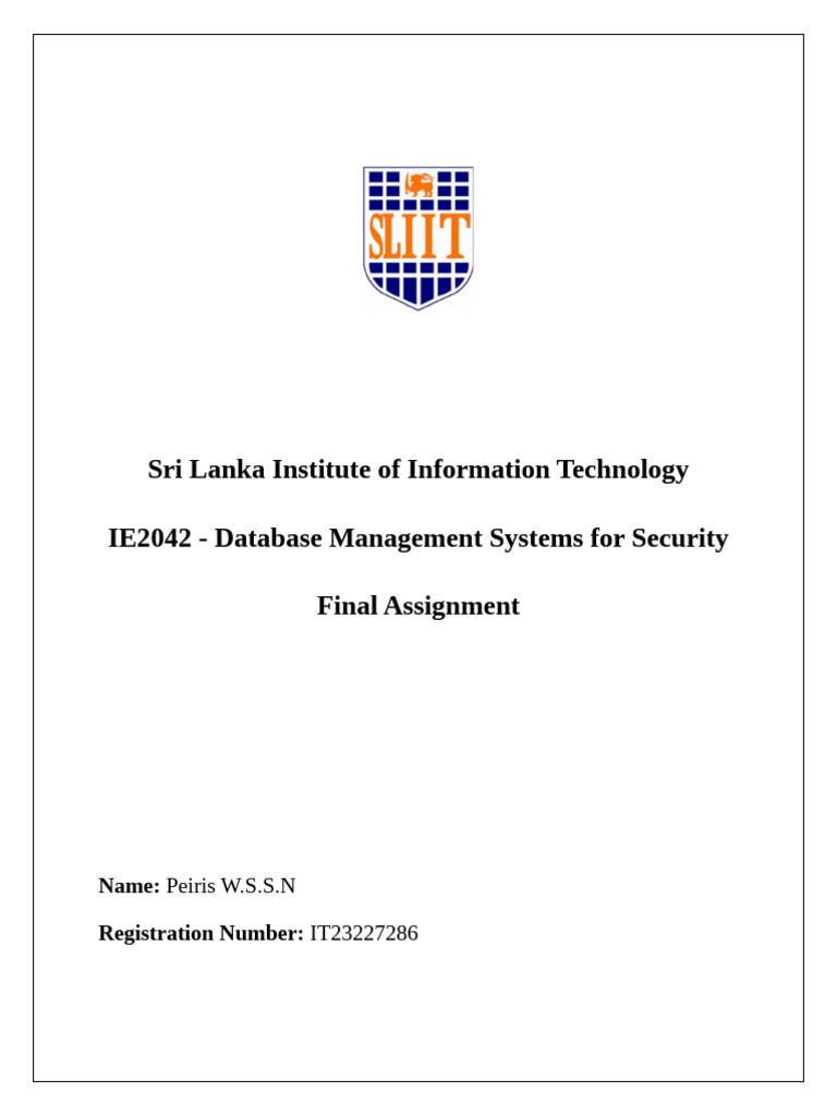Database Management Systems Assignment | PDF