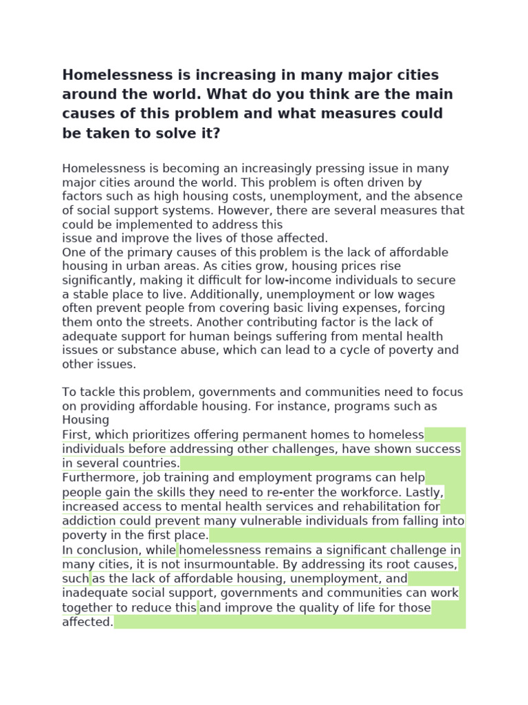 Homelessness Is Increasing in Many Major Cities Around The World | PDF