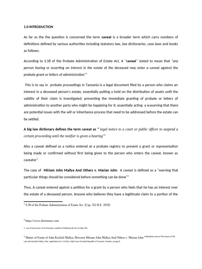 Caveat in Other Court S Jurisdiction Than Primary Court-1 | PDF ...