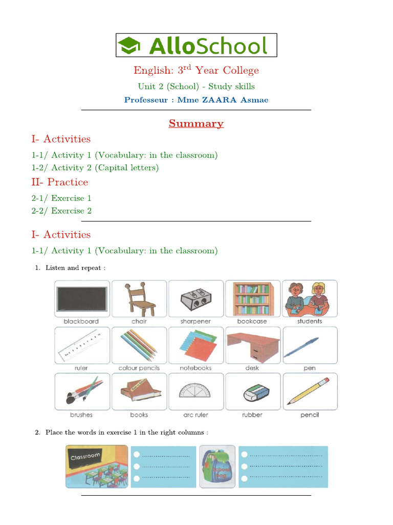 Unit 2 School Study Skills 2 | PDF