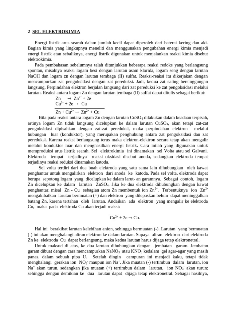 2 SEL ELEKTROKIMIA (Bahan ajar 2024) | PDF