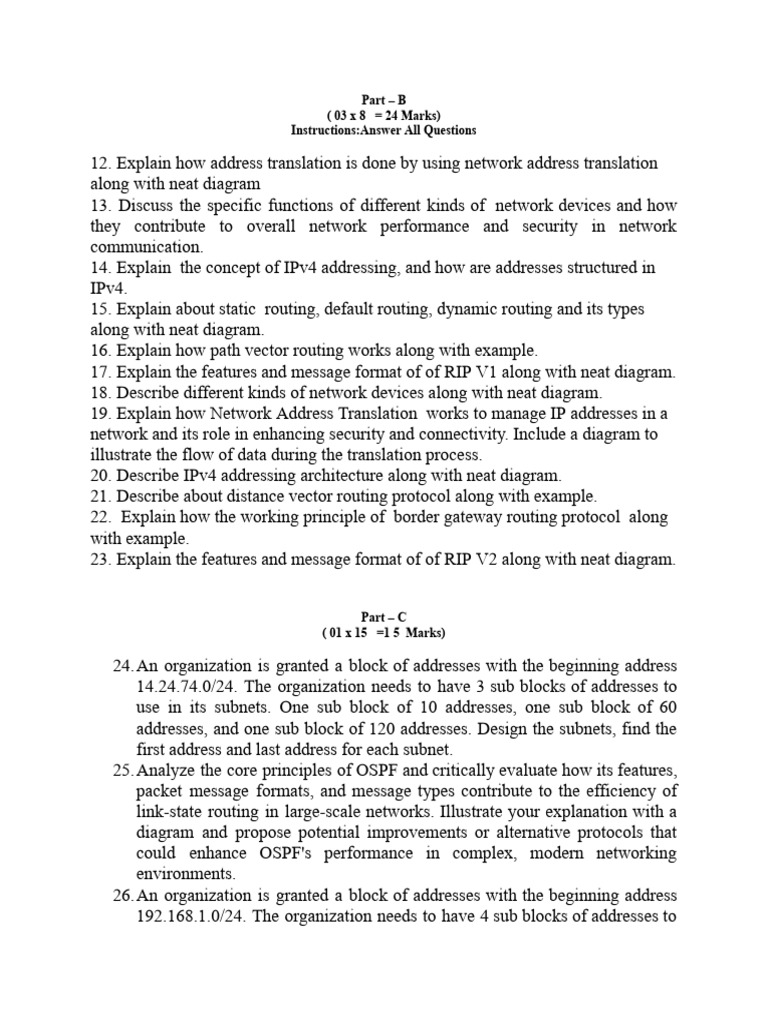 Clat2 - Part B and Part C QB | PDF | I Pv6 | Computer Network