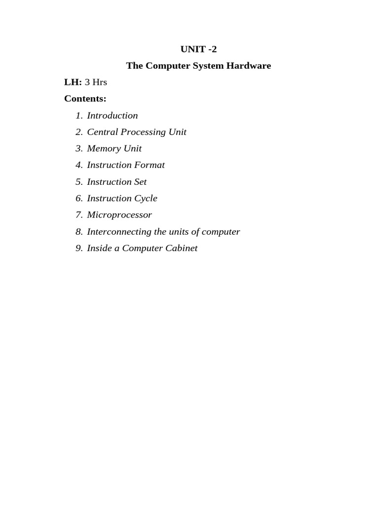 Unit-2[Computer System Hardware]_8def7428-ff90-45bc-9e00-65ab1d01f3e6 | PDF | Central Processing ...