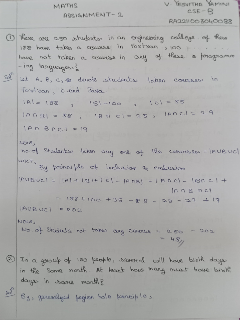 Discrete maths assign2 | PDF