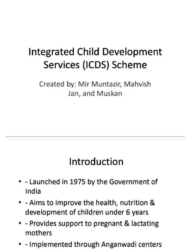 Integrated Child Development Services (ICDS) Scheme _ Presentation | PDF | Malnutrition ...
