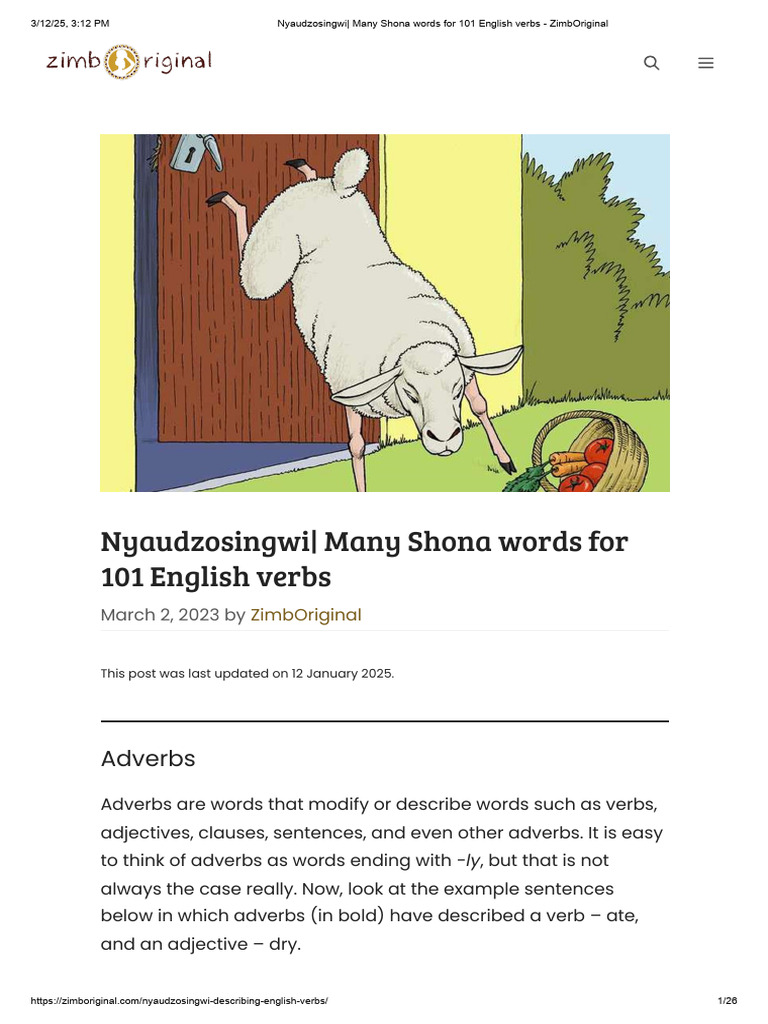 Nyaudzosingwi - Many Shona Words For 101 English Verbs - ZimbOriginal ...