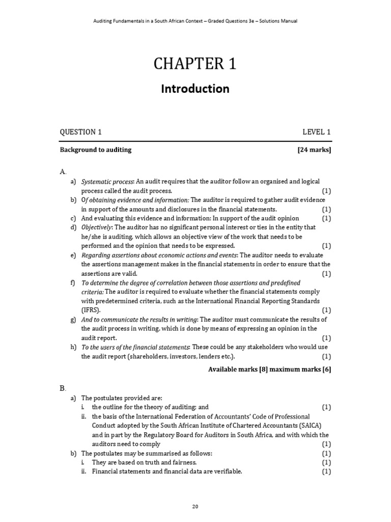Auditing Fundamentals Chapter 1 Solutions | PDF | Audit | Auditor's Report