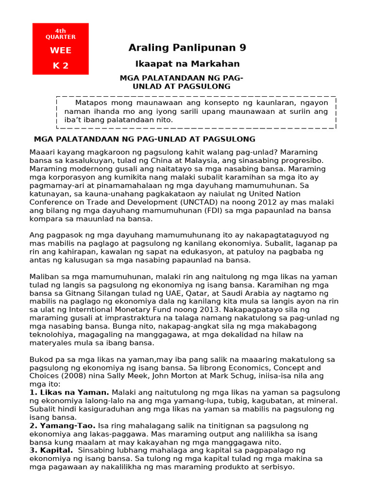 AP 9 4Q Week 2 | PDF