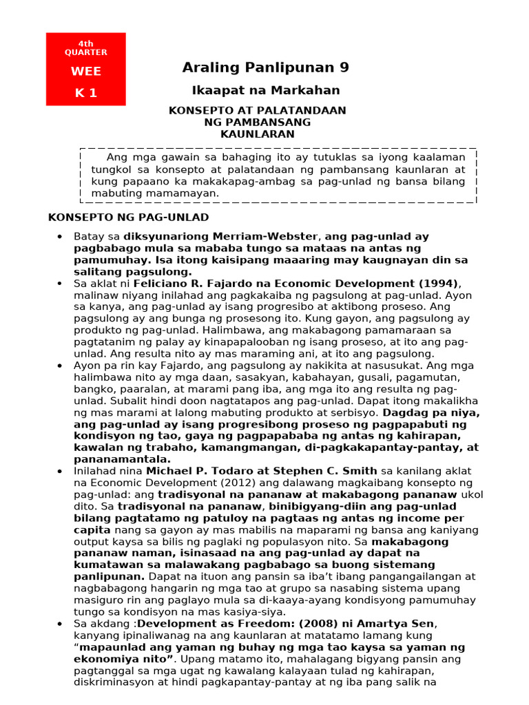 AP-9-4Q-Week-1 | PDF