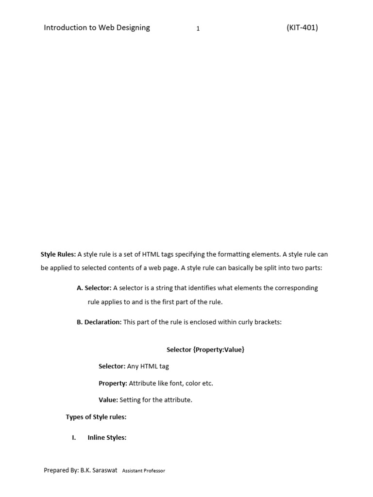 Web Design: Introduction to Style Sheets | PDF | Html | Html Element