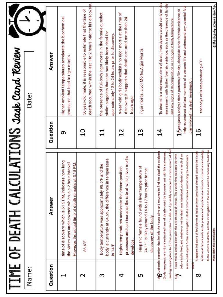 Kami Export - TOD TASK CARD ANSWER SHEET | PDF | Forensic Science